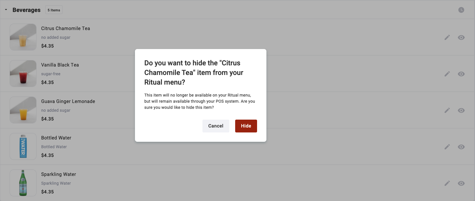 Can I edit my POS integrated menu? – Ritual Partner Support